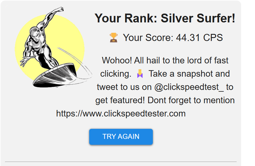Click Speed Test | Click Test in 1/5/10/60/100 Clicks Per Second